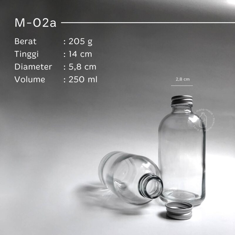 Botol kaca clear boston round 250ml, 500ml dan 1000ml - Kaca Dimana Mana