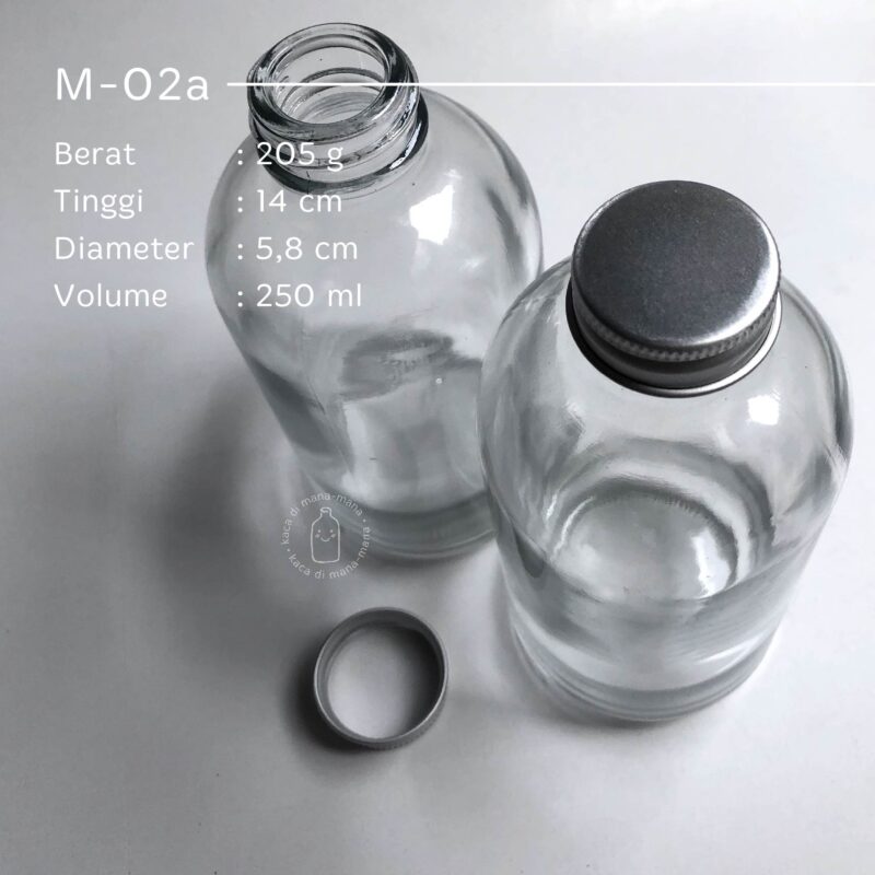 Botol kaca clear boston round 250ml, 500ml dan 1000ml - Kaca Dimana Mana