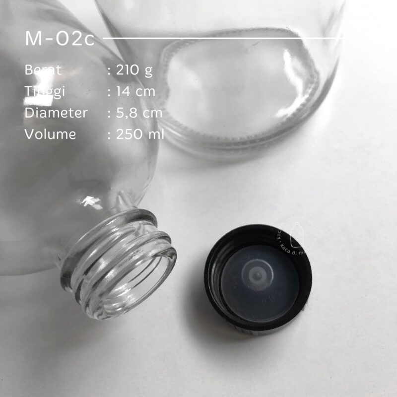 Botol kaca clear boston round 250ml, 500ml dan 1000ml - Kaca Dimana Mana