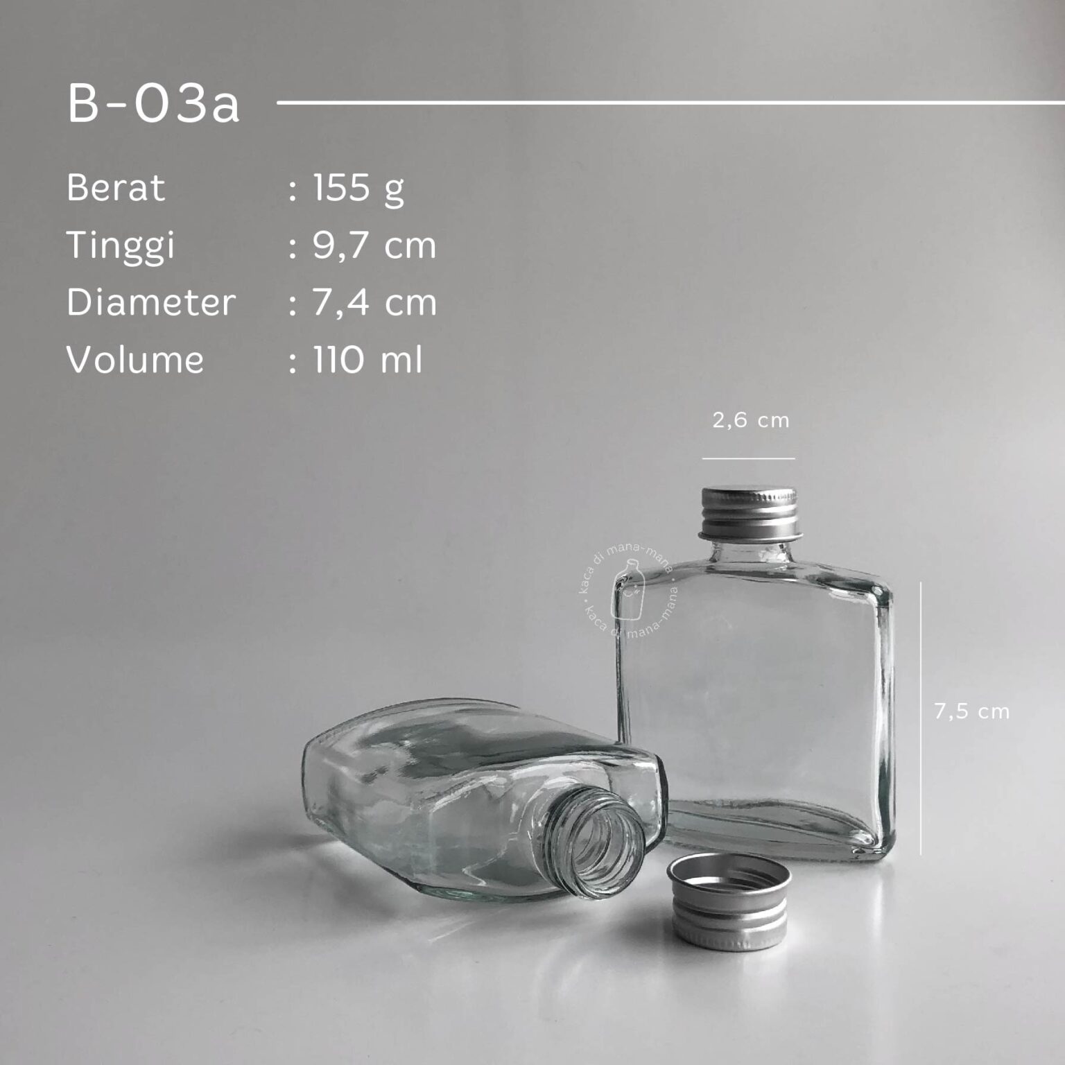 Botol kaca 100ml & 250ml - flask bottle - Kaca Dimana Mana