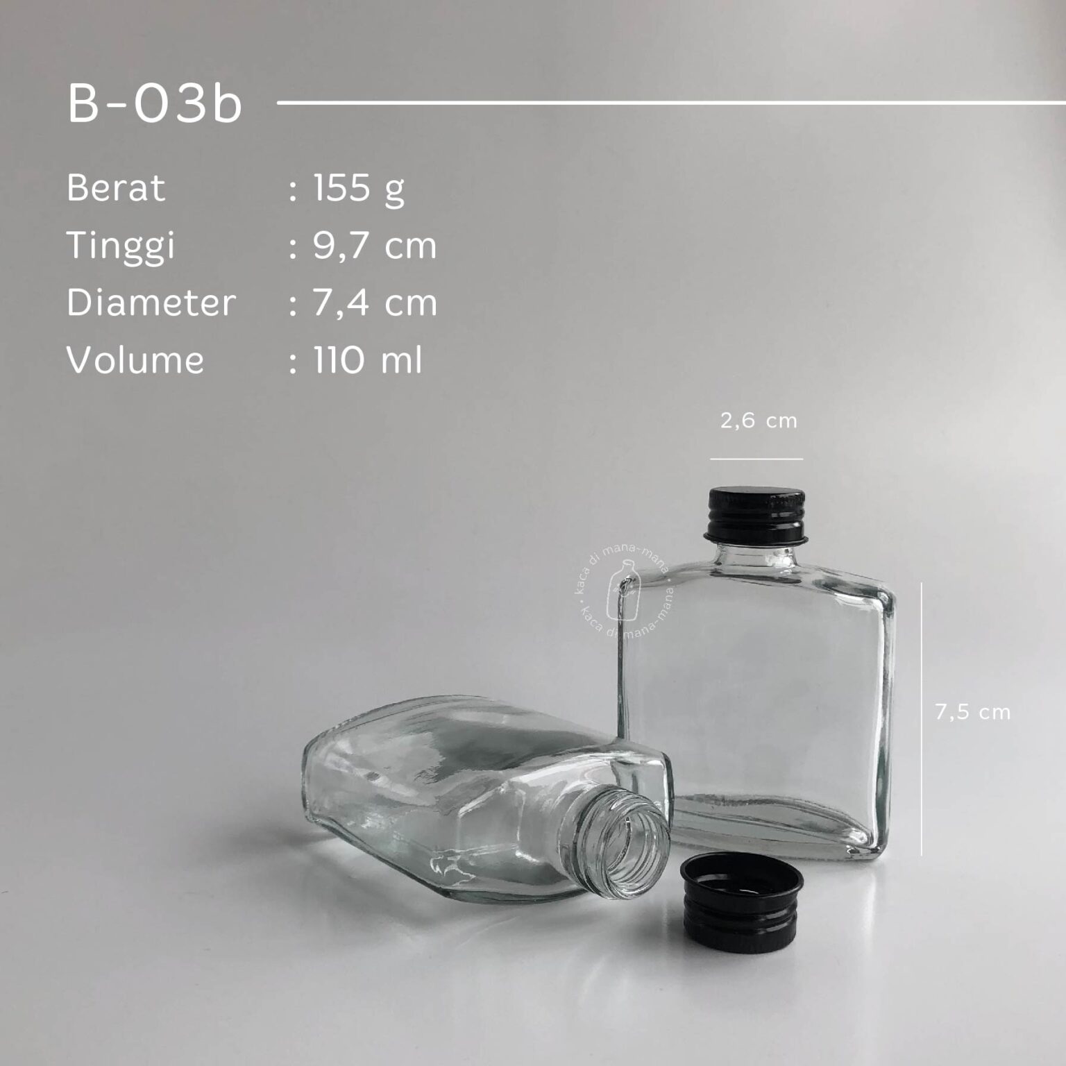 Botol kaca 100ml & 250ml - flask bottle - Kaca Dimana Mana