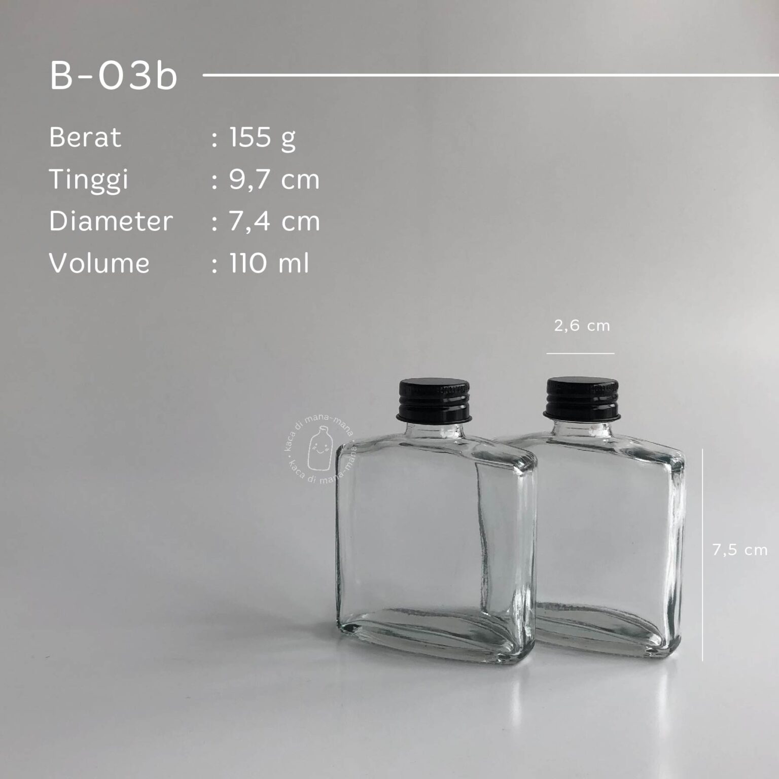 Botol kaca 100ml & 250ml - flask bottle - Kaca Dimana Mana