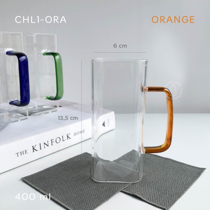 Gelas kaca kotak 400ml- square glass cup 400ml with handle - Kaca ...