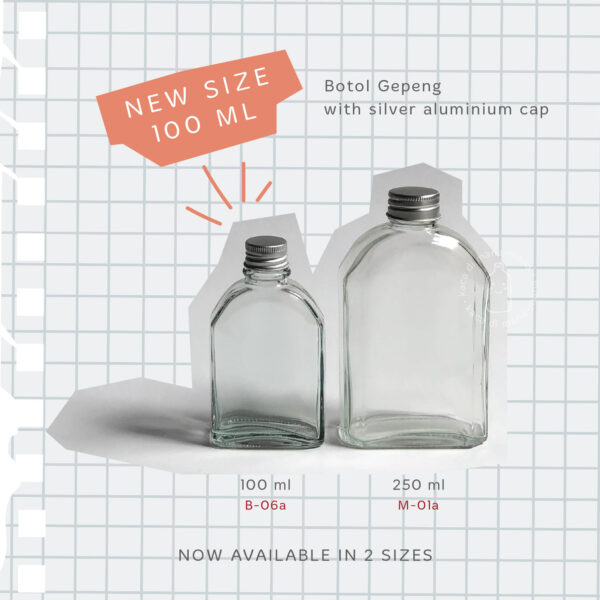 Botol kaca gepeng - botol juice kopi - flat glass bottle - Kaca Dimana Mana