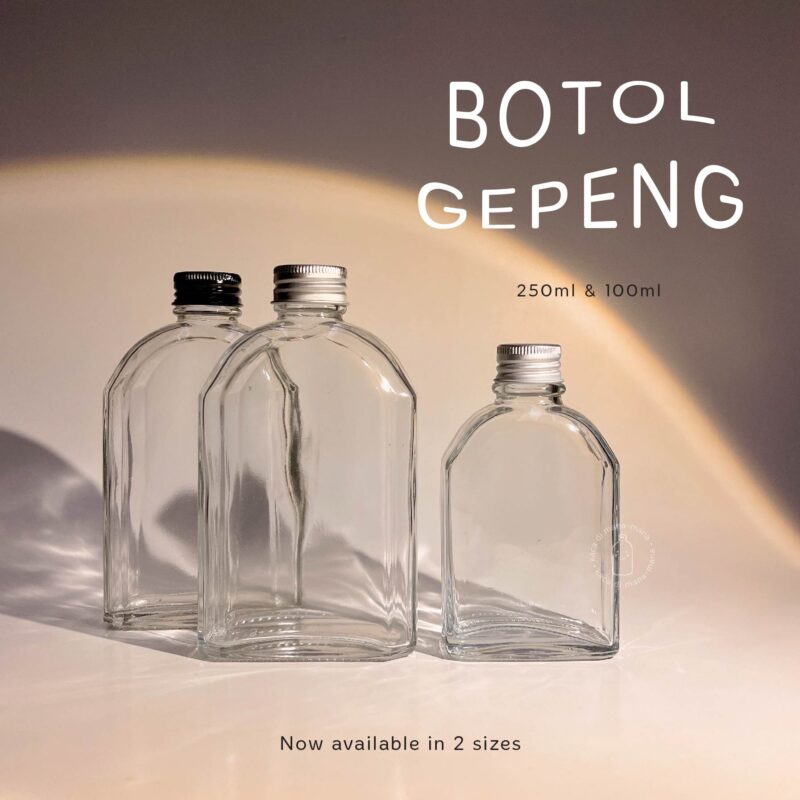 Botol kaca gepeng - botol juice kopi - flat glass bottle - Kaca Dimana Mana
