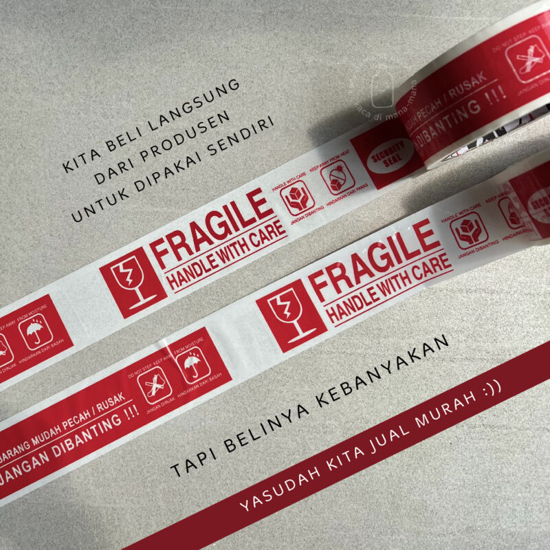 1 DUS - Lakban fragile 45mm x 72 yard 45micron -T7- kualitas Daimaru ...