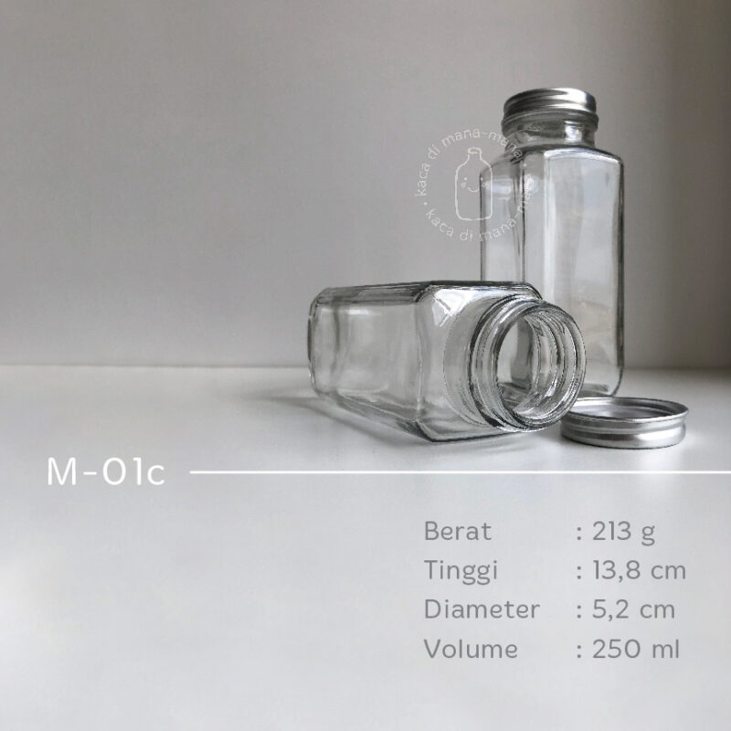 Botol kaca french square 250ml 500ml - botol juice kopi - kotak - Kaca ...