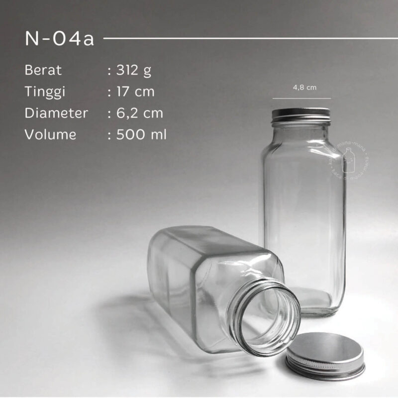 Botol kaca french square 250ml 500ml - botol juice kopi - kotak - Kaca ...