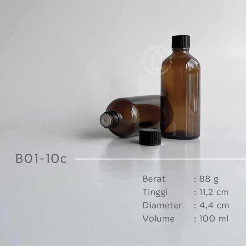 Botol kaca amber berbagai ukuran tutup ulir neck 18mm - Kaca Dimana Mana