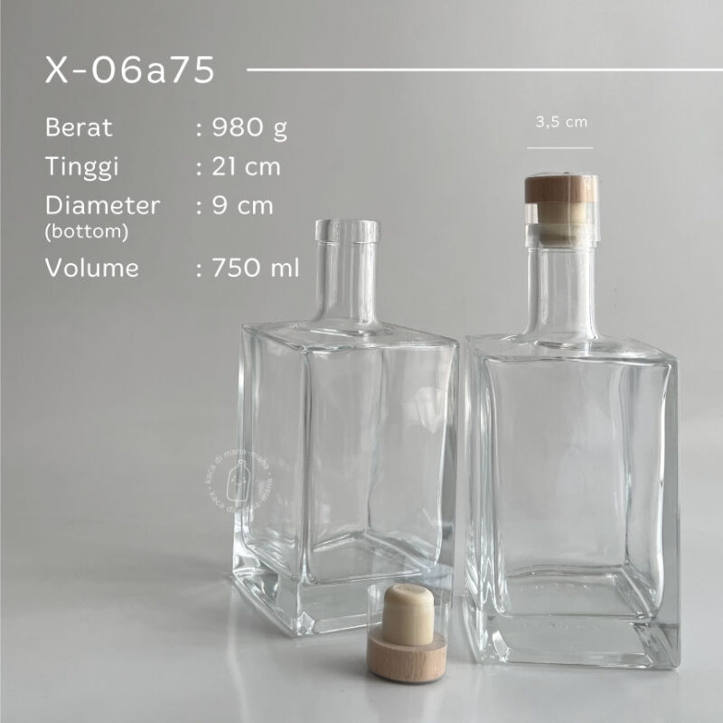 Botol kaca - The Cube Liquor Glass Bottle - Botol Liquor - Kaca Dimana Mana
