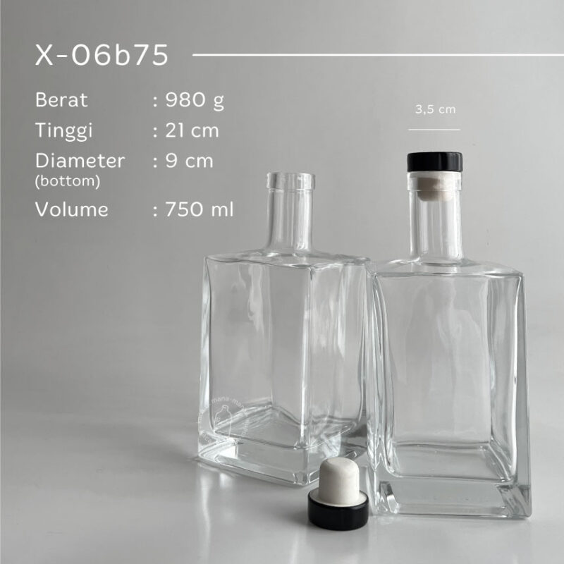 Botol kaca - The Cube Liquor Glass Bottle - Botol Liquor - Kaca Dimana Mana