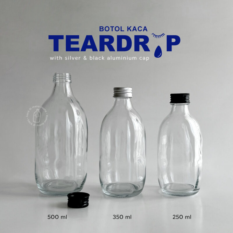 Botol kaca TEARDROP estetik aesthetic 250ml, 350ml & 500ml - botol ...