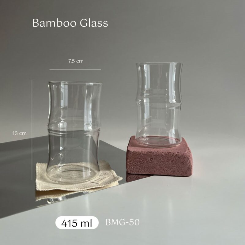 Gelas Kaca Bamboo 415ml Borosilikat - Korean Glass Aesthetic ...